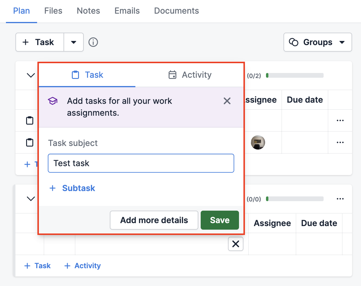Projects: tasks and subtasks - Knowledge Base | Pipedrive